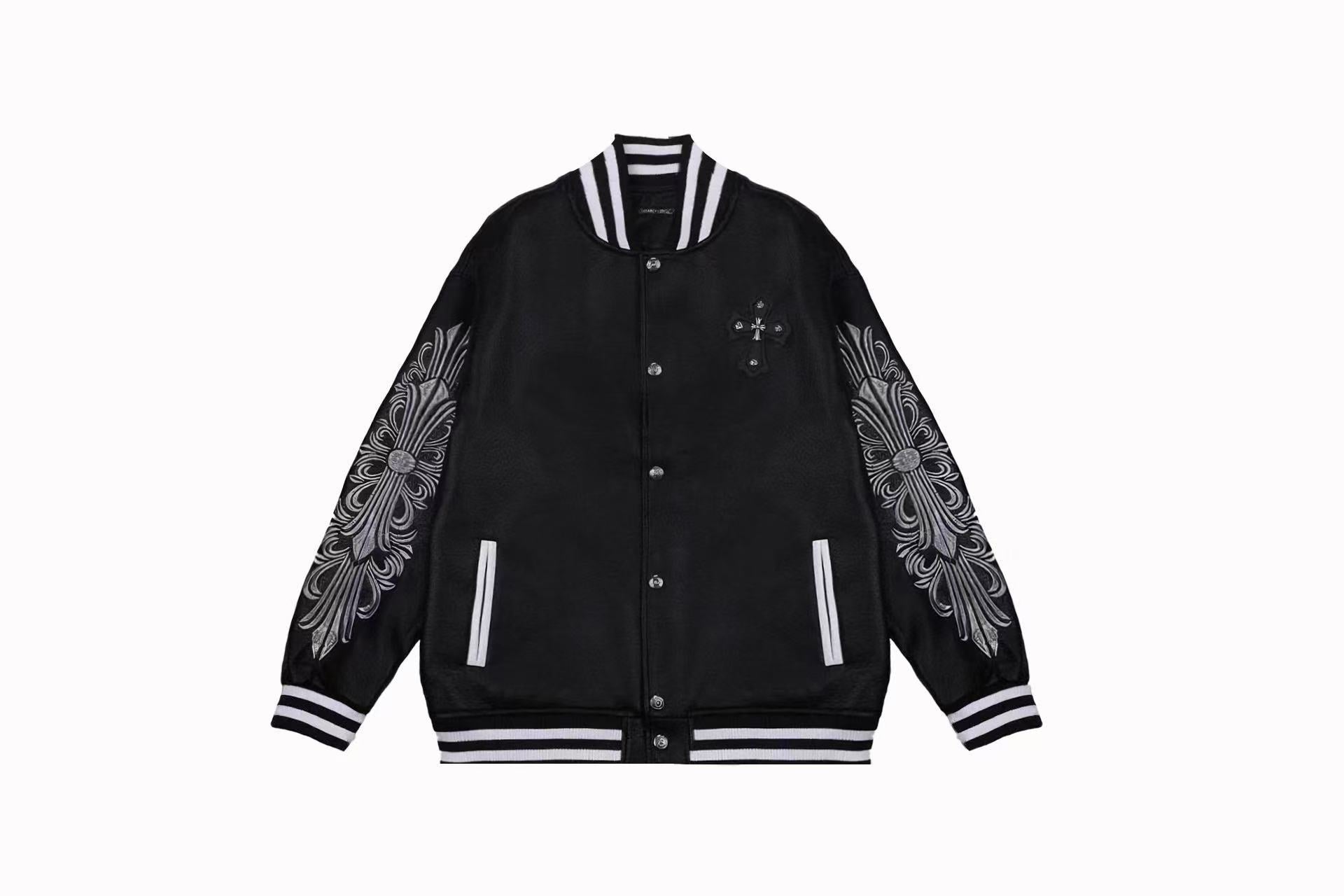 Chrome Hearts Embroidered Sleeve Varsity Jacket - Black Streetwear Coa ...
